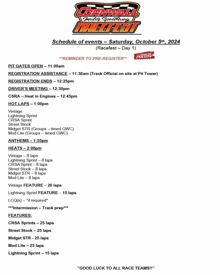 Home - Cornwall Motor Speedway